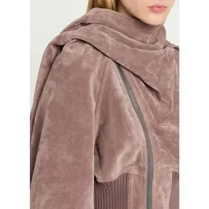 Rick Owens Suede Scarf Cropped Flight Jacket