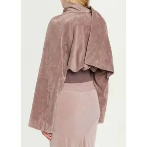 Rick Owens Suede Scarf Cropped Flight Jacket