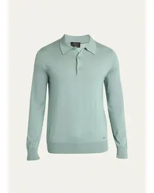 Brioni Cashmere-silk Polo Sweater - Cloud