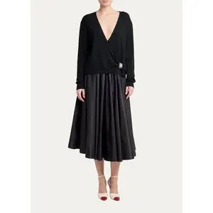 Valentino Garavani Silk Taffeta Full Midi Skirt