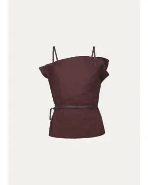 Ossou Sienna Cotton Twill Ribbon Tie Top