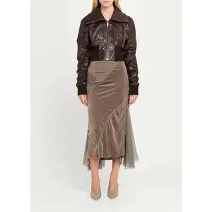 Rick Owens Mixed-media Sliced Patchwork Midi Skirt