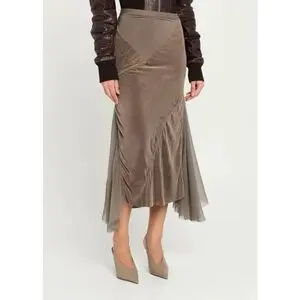 Rick Owens Mixed-media Sliced Patchwork Midi Skirt
