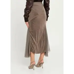 Rick Owens Mixed-media Sliced Patchwork Midi Skirt