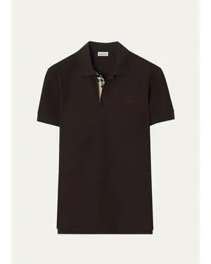 Burberry Eddie Check-placket Cotton Polo Shirt - Brown