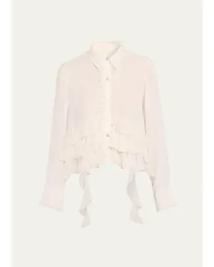 Cinq À Sept Nori Ruffled Button-front Shirt - Ivory