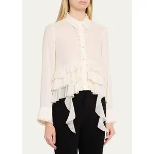 Cinq À Sept Nori Ruffled Button-front Shirt - Ivory
