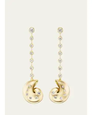 Brent Neale 18k Gold Nautilus Drop Earrings With Diamonds