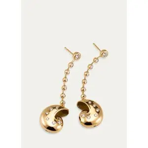 Brent Neale 18k Gold Nautilus Drop Earrings With Diamonds
