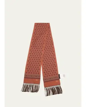 Valentino Garavani Silk Fringe Medallion Scarf - Brown