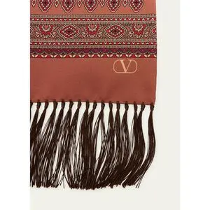 Valentino Garavani Silk Fringe Medallion Scarf