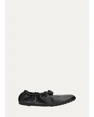 Bottega Veneta Fantasmina Nappa Leather Ballerina Flats - Nero