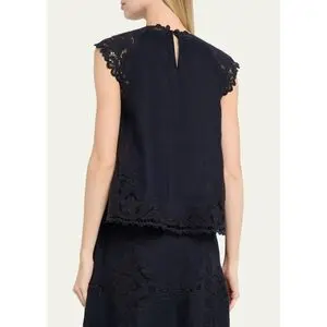 Ulla Johnson Amelie Embroidered Linen-blend Top