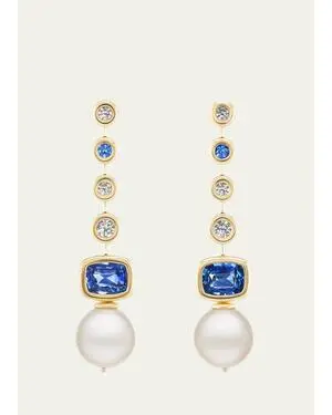 Brent Neale Long Sapphire And South Sea Pearl Earrings - Blue