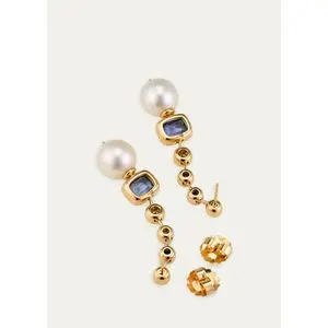 Brent Neale Long Sapphire And South Sea Pearl Earrings