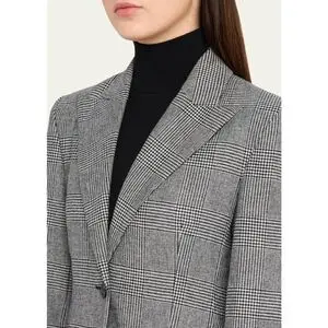 Michael Kors Glen Plaid Asymmetric Drape Single-breasted Jacket