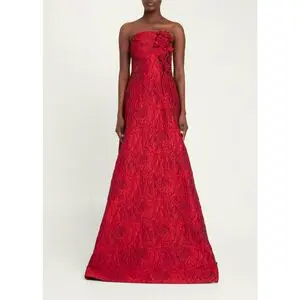 Rickie Freeman For Teri Jon Strapless Floral Jacquard A-line Gown