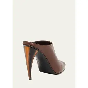 Alexander McQueen 105mm Horn Leather Peep-toe Mules - Coffee