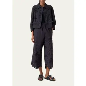 Akris Flower Eyelet Jacket In Cotton Poplin