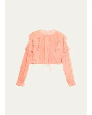 Ulla Johnson Delfina Long-sleeve Silk Chiffon Blouse - Azalea