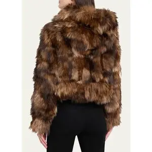 Cinq À Sept Patchwork Faux Fur Cropped Jacket