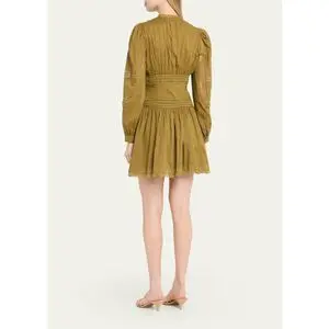 Ulla Johnson Elysia Embroidered Cotton Mini Dress - Lichen