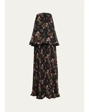 Cinq À Sept Love Letter Floral Strapless Maxi Dress