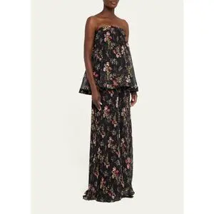 Cinq À Sept Love Letter Floral Strapless Maxi Dress
