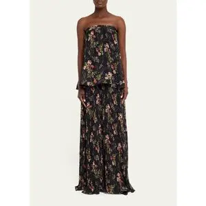 Cinq À Sept Love Letter Floral Strapless Maxi Dress