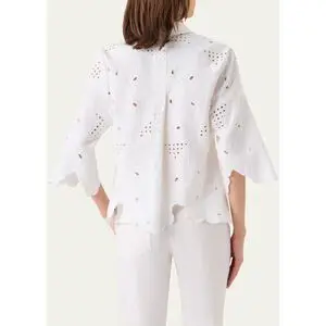 Akris Cotton Poplin Scalloped Blouse
