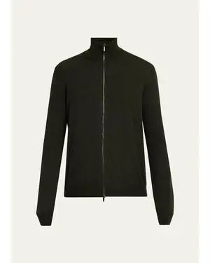 Massimo Alba Noel Wool And Cotton Full-zip Sweater - Hunter