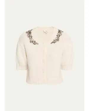 Cinq À Sept Millicent Crystal-lace Alpaca-blend Cardigan - Ivory
