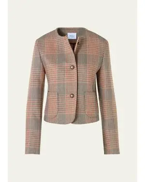 Akris Glen Plaid Wool Jacket - Beige