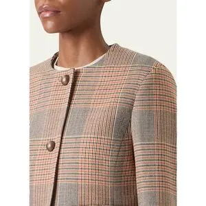 Akris Glen Plaid Wool Jacket - Beige