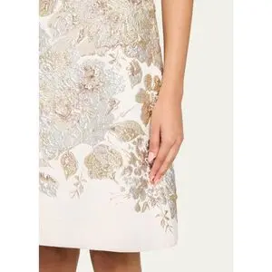 Rickie Freeman For Teri Jon Metallic Floral Jacquard Mini Shift Dress