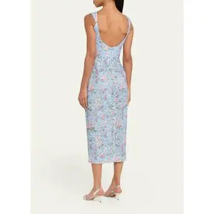 MARKARIAN Marla Floral-lace Wrap Midi Dress