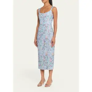 MARKARIAN Marla Floral-lace Wrap Midi Dress