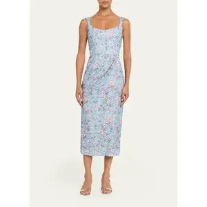 MARKARIAN Marla Floral-lace Wrap Midi Dress