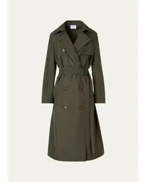 Akris Double-breasted Crinkled Parachute Taffeta Belted Trench Coat - Olive