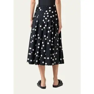 Akris Cotton Polka Dot Midi Skirt