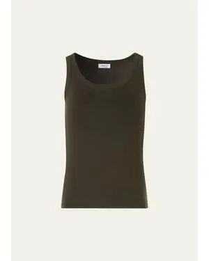 Akris Cotton Rib Scoop-neck Tank Top - Olive