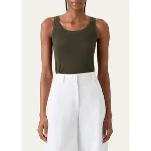 Akris Cotton Rib Scoop-neck Tank Top