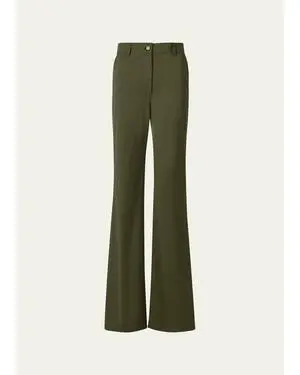 Akris Celia Denim Bootcut-leg Pants - Olive
