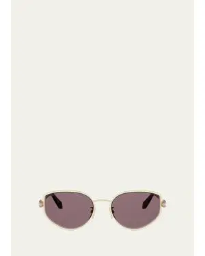 BVLGARI Serpenti Forever 55mm Metal Oval Sunglasses - Gold