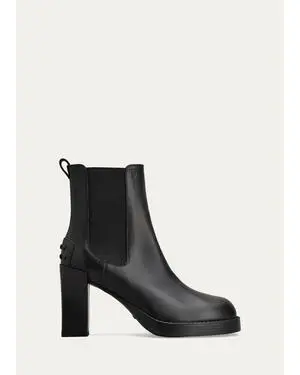 TOD'S 80mm Leather Chelsea Boots - Nero