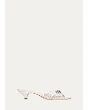 LOEFFLER RANDALL 40mm Dixie Strappy Metallic Leather Slide Sandals