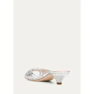 LOEFFLER RANDALL 40mm Dixie Strappy Metallic Leather Slide Sandals