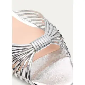 LOEFFLER RANDALL 40mm Dixie Strappy Metallic Leather Slide Sandals
