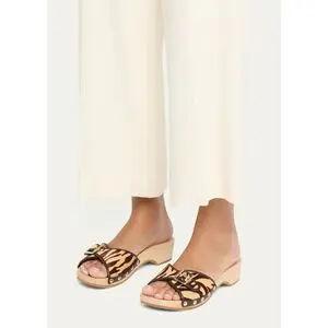 LOEFFLER RANDALL Paulie Tiger-printed Calf Hair Clogs