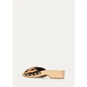 LOEFFLER RANDALL Paulie Tiger-printed Calf Hair Clogs